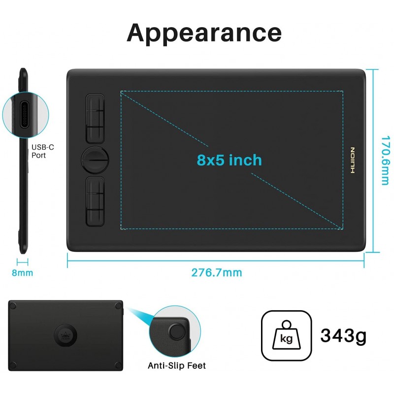 Huion Inspiroy H580X 8 inch Graphics Tab